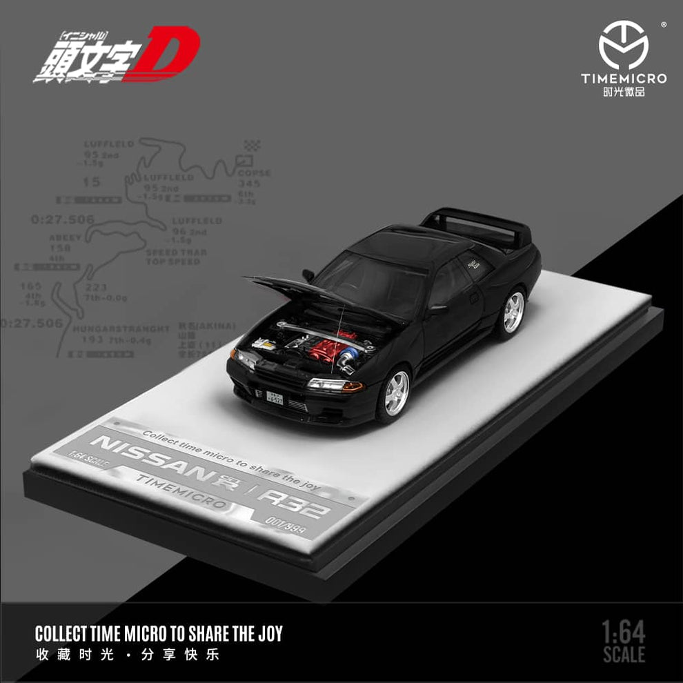 Time Micro 1/64 Skyline GT-R R32 Initial D Livery – Black Ice Diecast