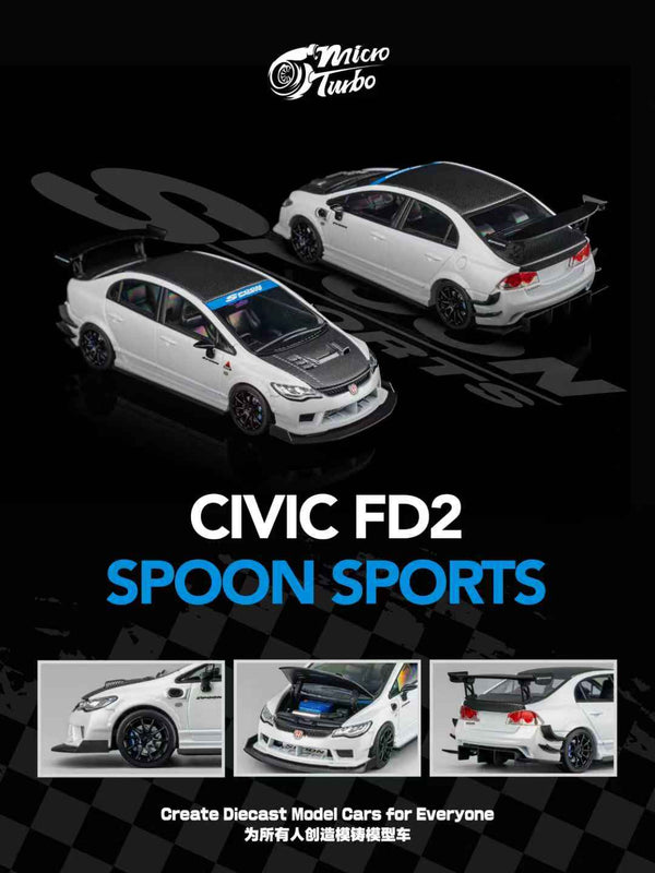 [ETA: Jan 2026 ] Microturbo 1/64 Civic FD2 Spoon Modified White Color ...