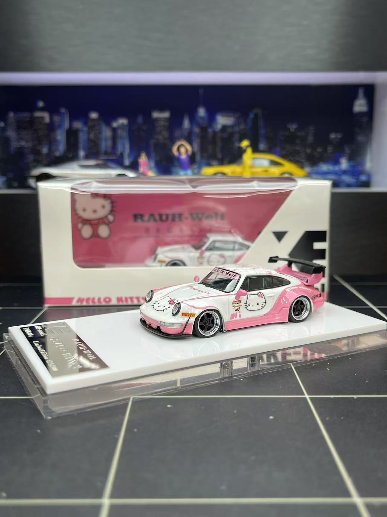XKE 1/64 RWB 964 GT Wing - Hello Kitty Livery – Black Ice Diecast